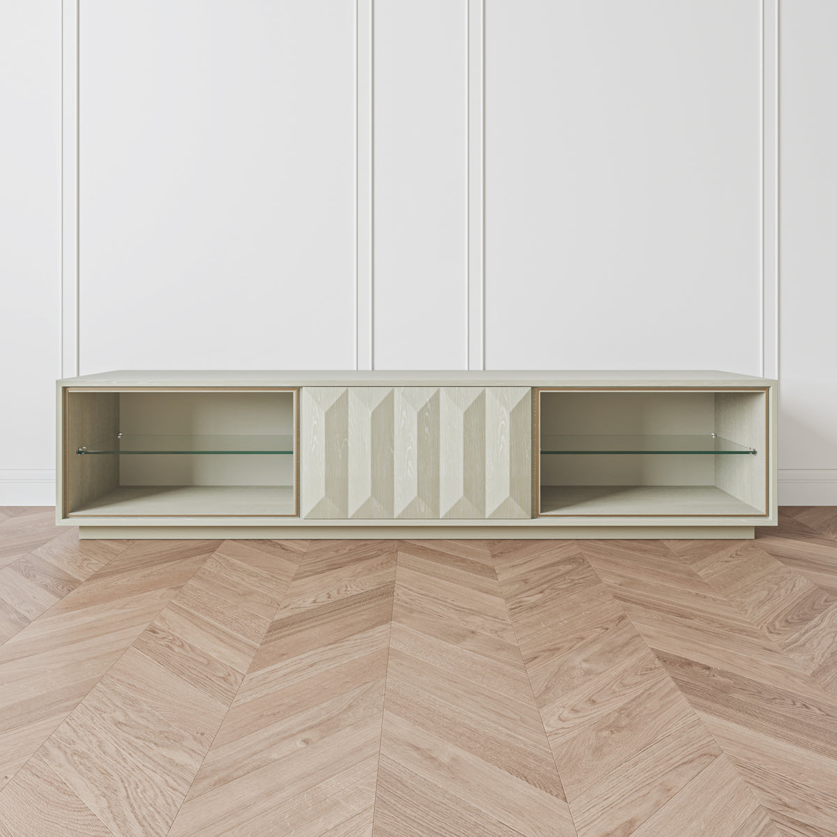 Polygon Light Grey Tv Media Cabinet